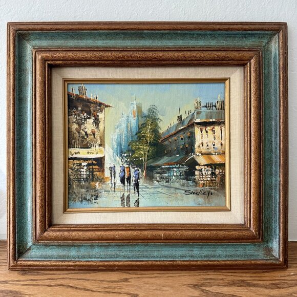 Art | Vintage Oil Painting On Canvas Parisian Cityscape Signed Shelley ...